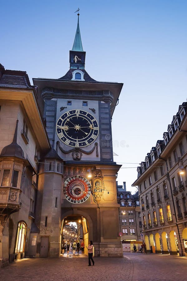 Clock Tower in Bern City Center Stock Image - Image of gold, tower ...