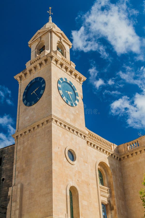 Clock Tower in Birgu Town, Mal Stock Photo - Image of maritime, island ...