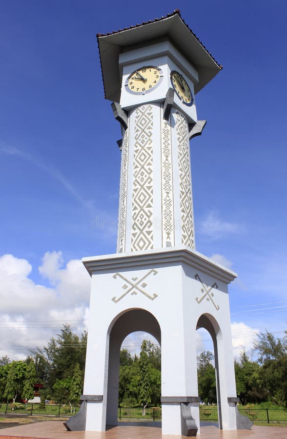 Clock Tower with Blue Sky at Sabah, Malaysia Stock Photo - Image of ...
