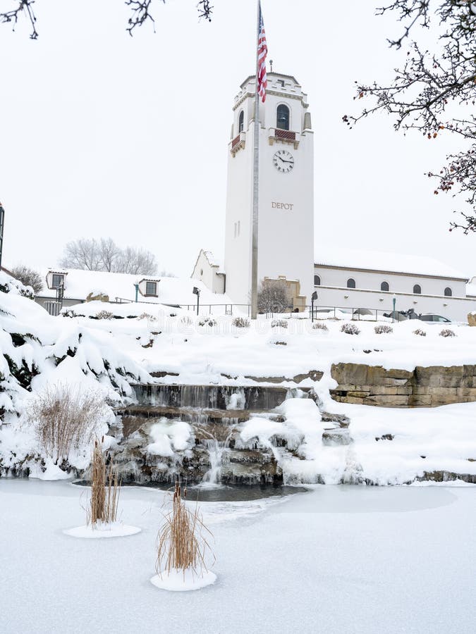 Clock Tower at the Boise Depot in Winter Editorial Stock Photo - Image ...