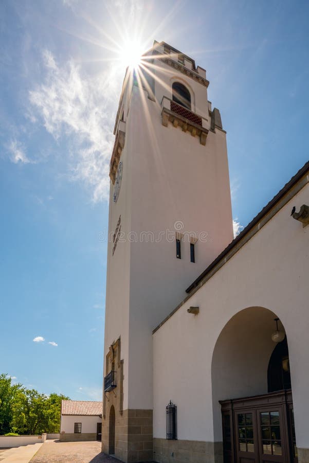 Clock Tower of the Boise Train Depot with a Large Sun Star Stock Image ...