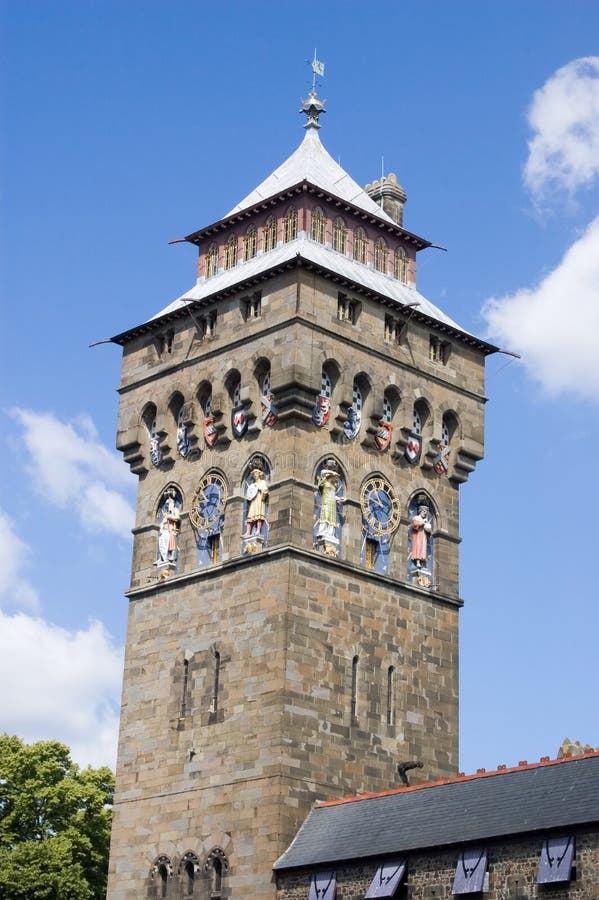 Clock Tower, Cardiff Castle Stock Photo - Image of stone, landmark ...