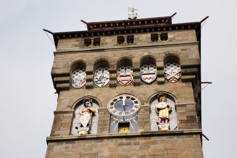 Clock Tower of Cardiff Castle Stock Photo - Image of welsh, middle ...