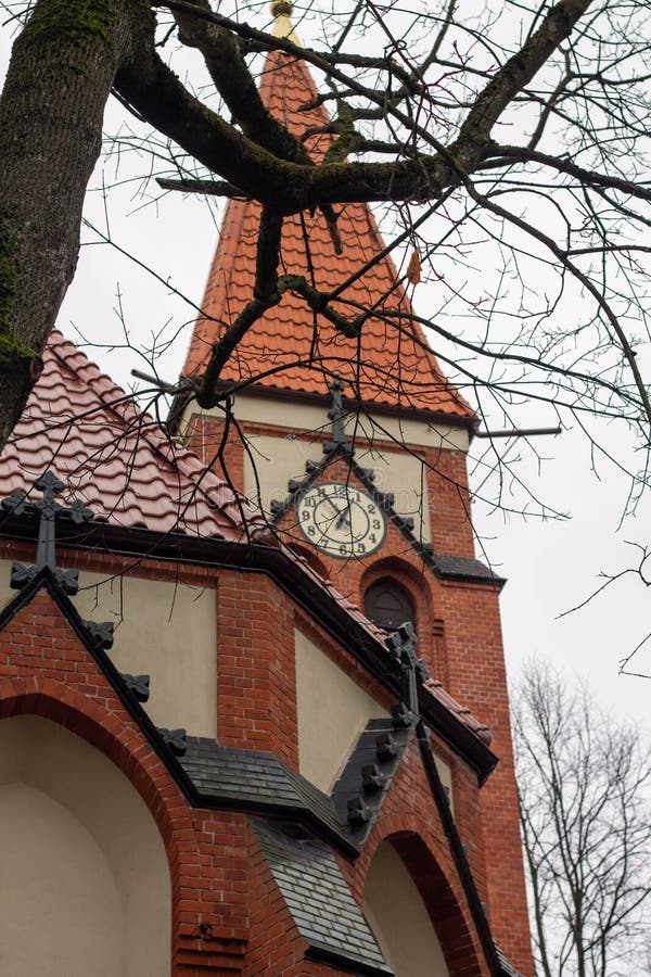 Clock on the Tower of the Catholic Church Stock Image - Image of ...