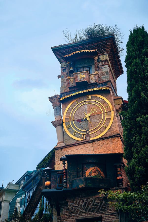 Clock Tower in the Centre of Tbilisi Stock Photo - Image of tourism ...