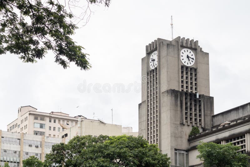 Clock Tower in the City Hall Building of Belo Horizonte in Brazil Stock ...