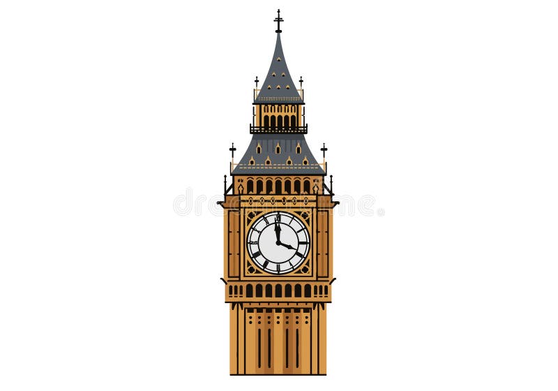 Clock tower clip art. stock photo. Illustration of building - 360149454