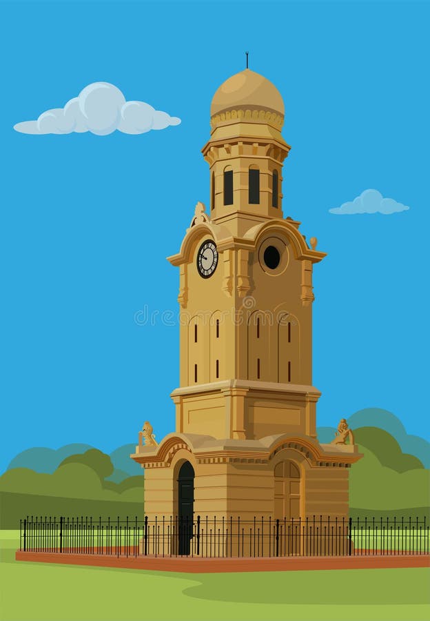 Clock tower stock vector. Illustration of chapel, tower - 345454248
