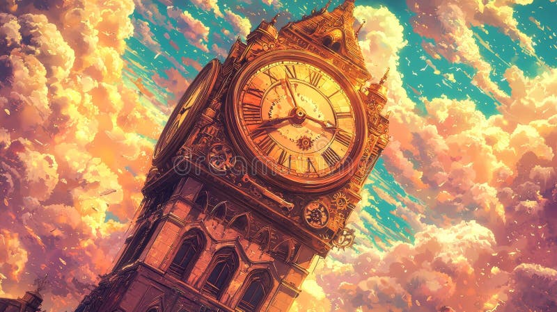 Clock Tower on a Colorful Sky Background Stock Image - Image of beauty ...