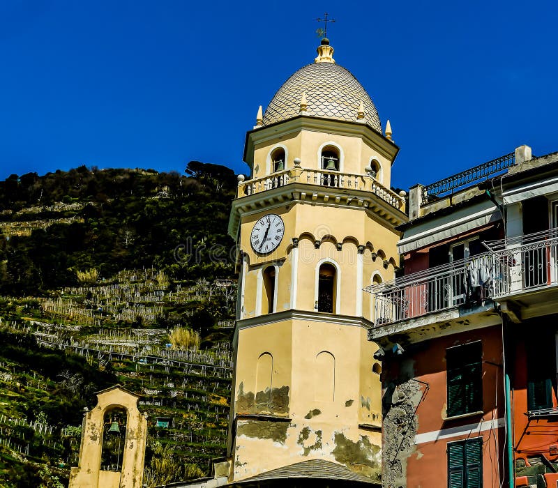 A Clock Tower with a Dome on Top and a Clock Face Stock Image - Image ...