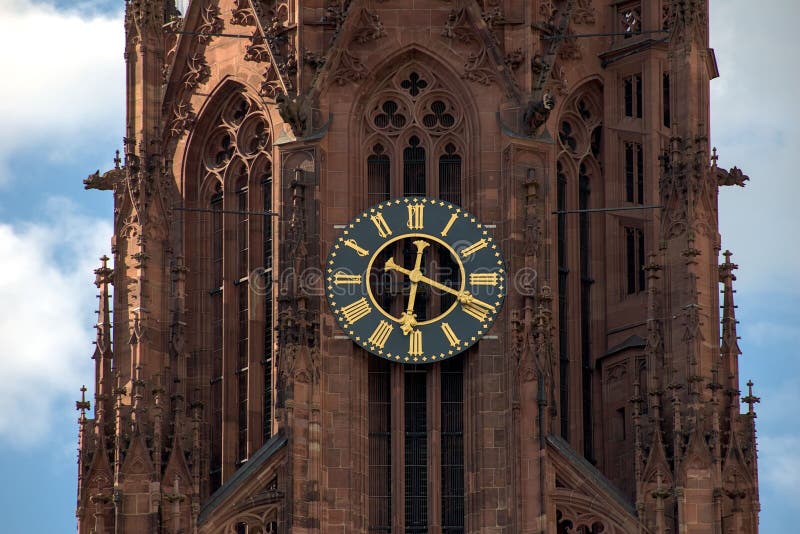 Clock Tower of Frankfurt Cathedral. Germany Stock Photo - Image of ...