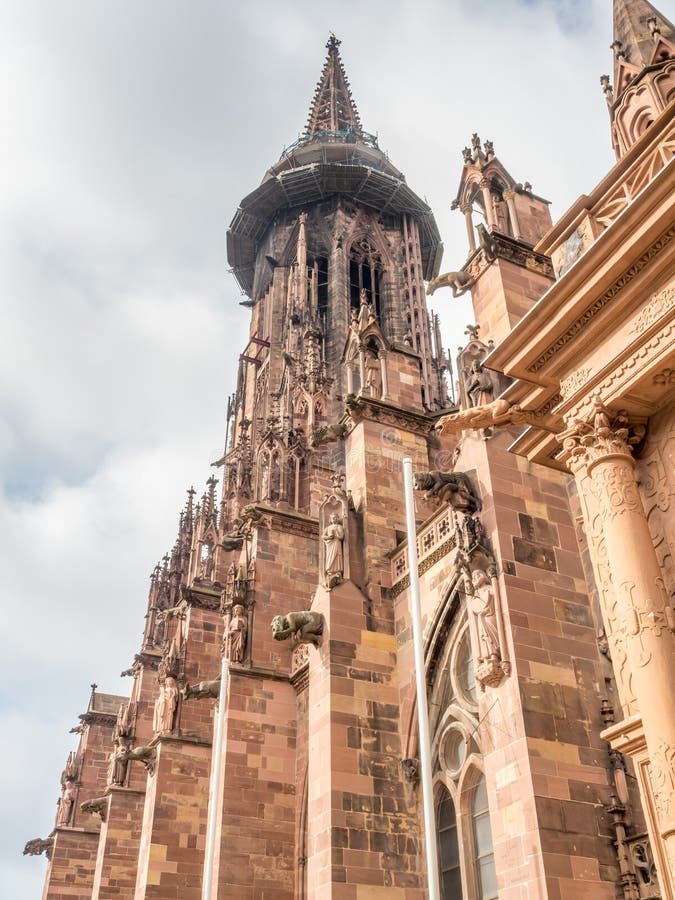Clock Tower of Freiburg Minster Cathedral Stock Image - Image of ...