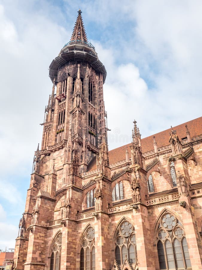 Clock Tower of Freiburg Minster Cathedral Stock Photo - Image of abbey ...