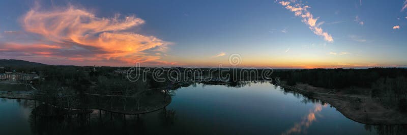 Clock tower on Furman Lake stock photo. Image of panoramic - 138647232