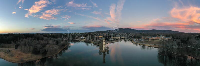 Clock tower on Furman Lake stock image. Image of furman - 138647345