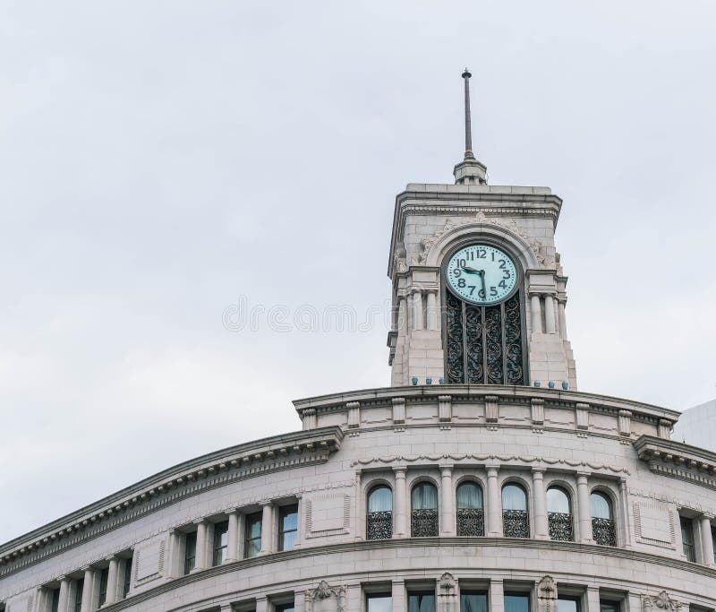 Clock tower in Ginza,Tokyo stock photo. Image of department - 95341146