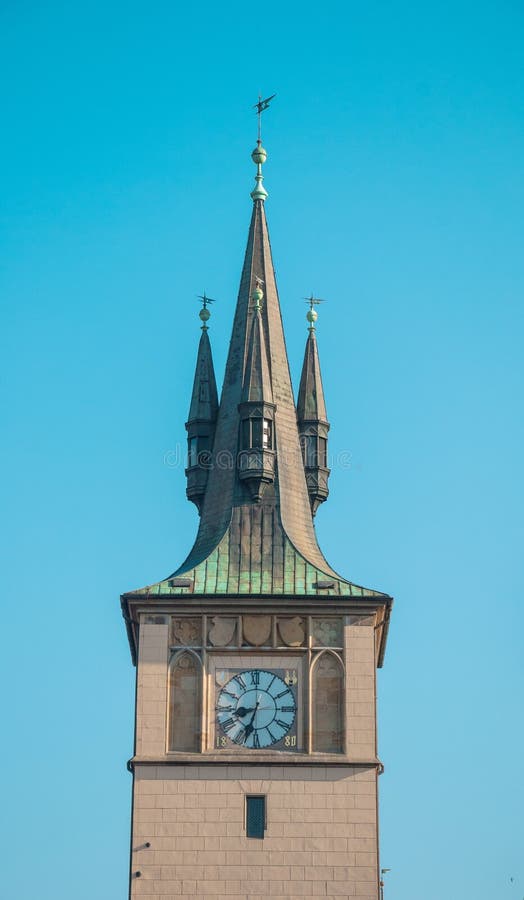 Clock Tower stock image. Image of vane, town, czech, fragment - 39699553