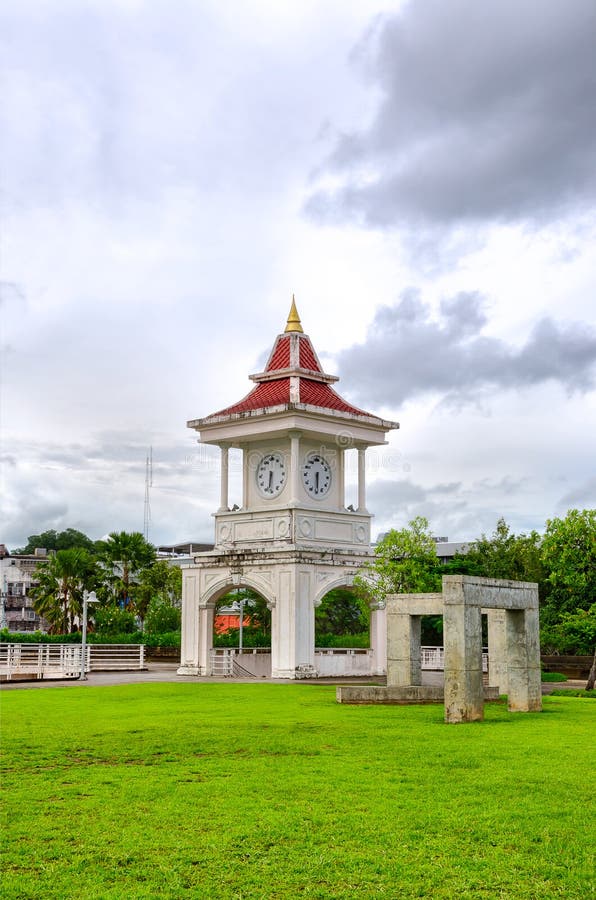 Clock Tower and Green Grass Stock Image - Image of black, caucasus ...