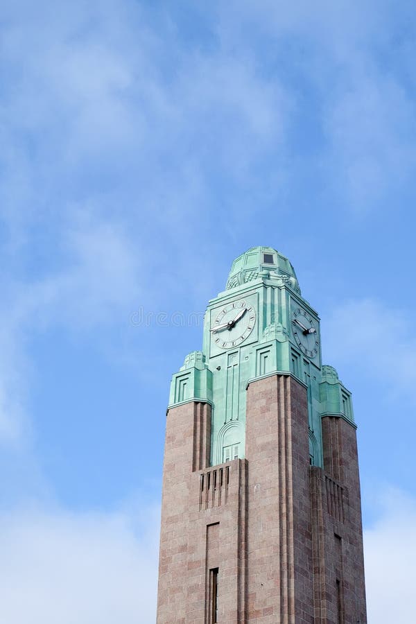 Clock tower Helsinki stock image. Image of europe, tall - 79127583