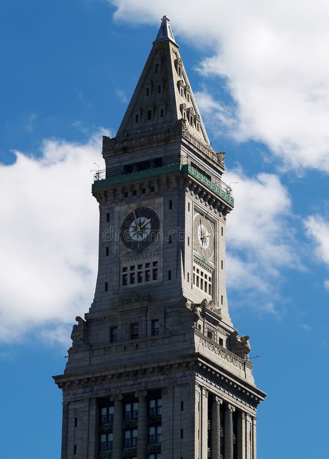 Clock Tower High Rise Building Against Blue Sky Stock Image - Image of ...
