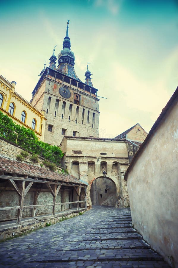 Clock Tower of Historic Centre of Sighisoara Stock Image - Image of ...