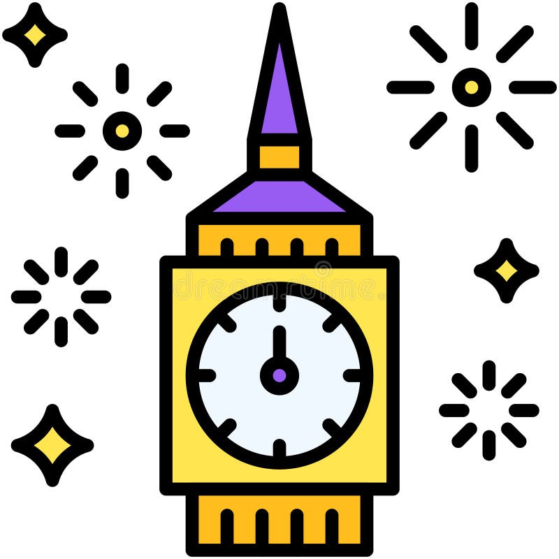 Clock Tower Icon, New Year Realated Vector Stock Vector - Illustration ...