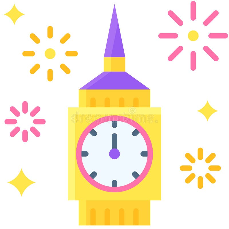 Clock Tower Icon, New Year Realated Vector Stock Vector - Illustration ...