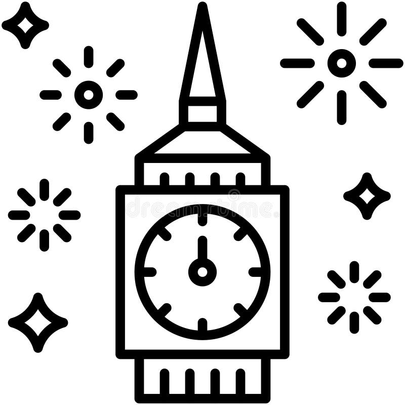 Clock Tower Icon, New Year Realated Vector Stock Vector - Illustration ...