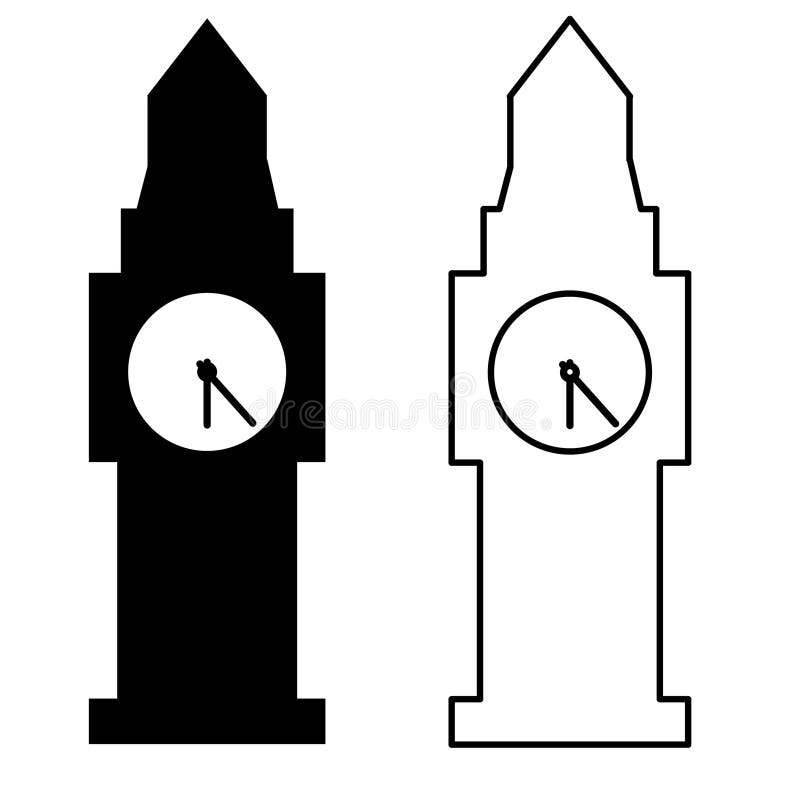 Clock Tower Icon on White Background. Big Ben Tower Sign. Flat Style ...