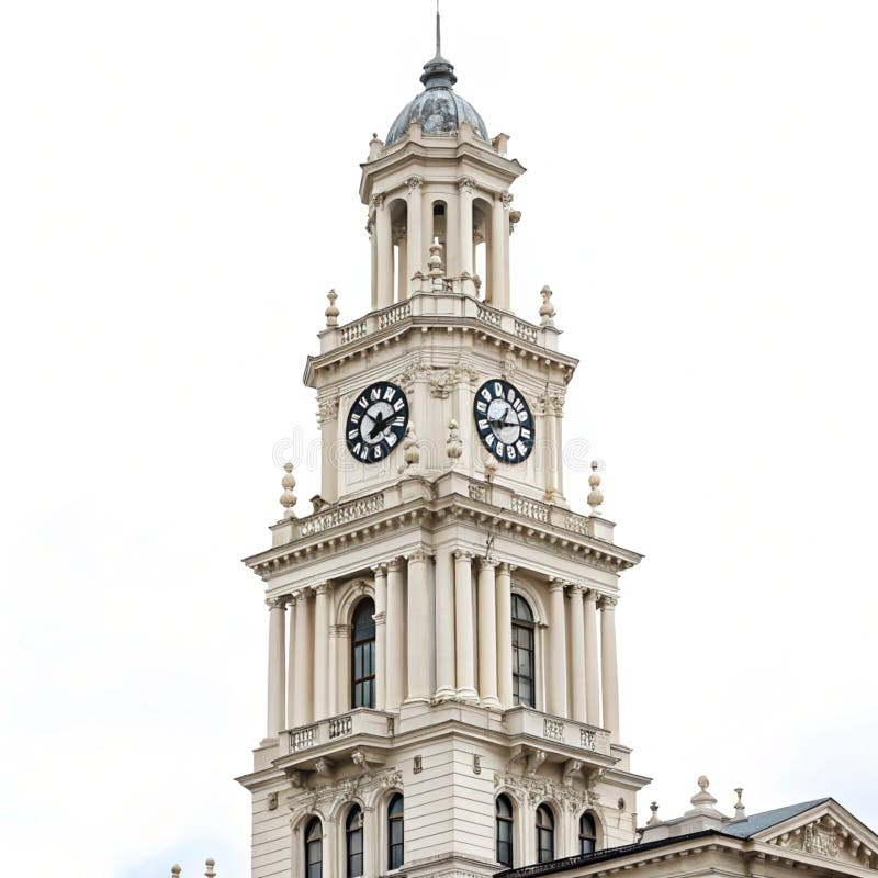 Clock Tower Isolated on White Background Stock Illustration ...