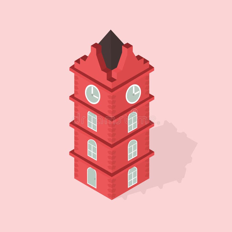 The clock tower isometric stock illustration. Illustration of building ...