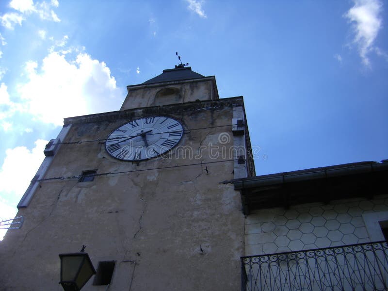 Clock Tower in Italian Village Stock Image - Image of tower, clock ...