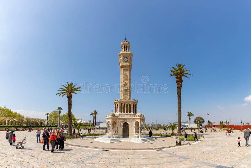 Clock Tower of Izmir and Konak Square Editorial Stock Photo - Image of ...