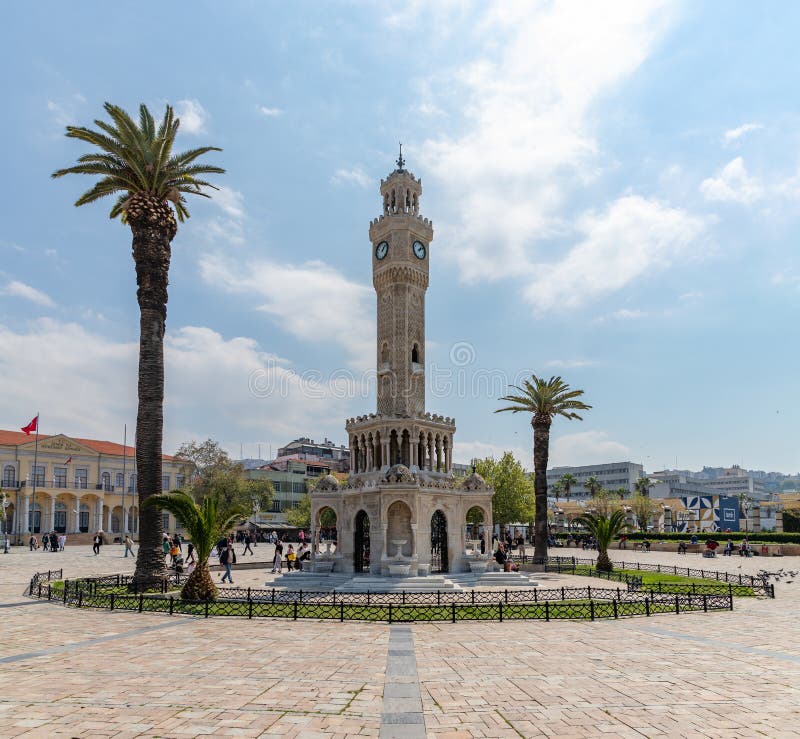 Clock Tower of Izmir and Konak Square Editorial Photo - Image of turkey ...