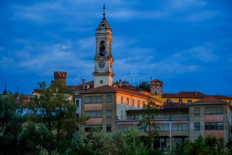 Clock Tower Landscape Ivrea Italy Stock Image - Image of clock, ivrea ...