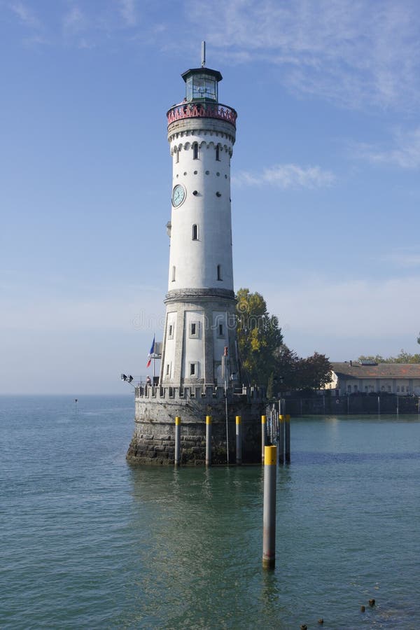 Clock Tower and Lighthouse #1, Lindau Harbour Stock Image - Image of ...