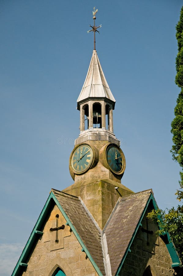 Clock and Tower of the Little Church Stock Image - Image of church ...
