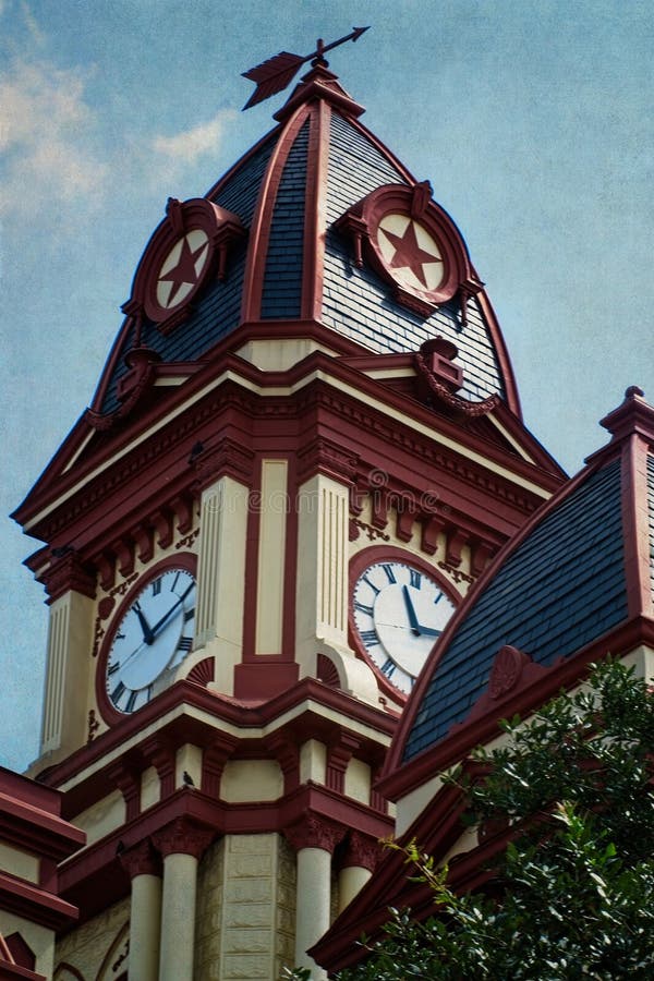 Clock Tower of the Lockhart Texas County Courthouse Stock Image - Image ...