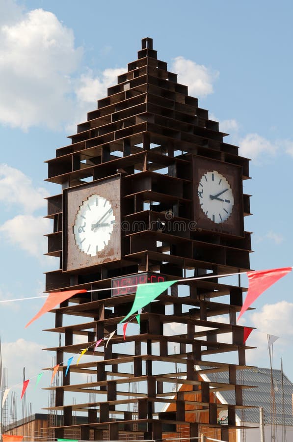 Clock tower stock image. Image of steel, time, construction - 95805789