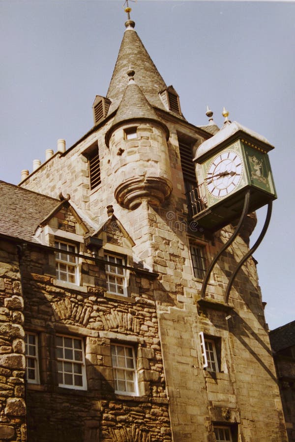 Medieval Clock Tower on Stone Building Stock Image - Image of turret ...