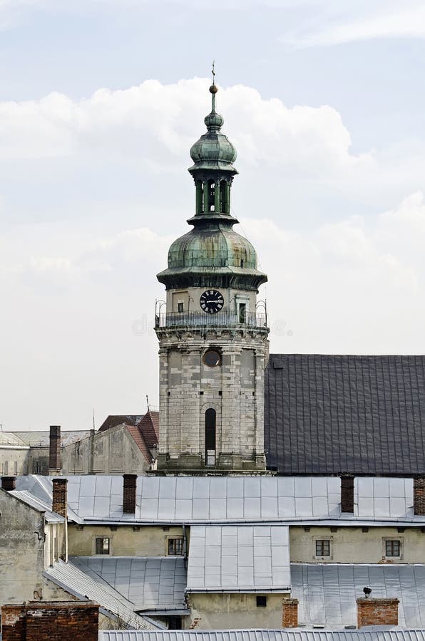 Clock Tower of the Monastery of Bernardine Stock Photo - Image of lvov ...