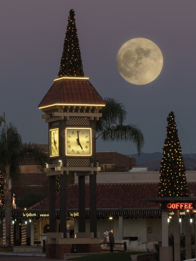 Clock Tower and Moon stock photo. Image of night, holiday - 81350272