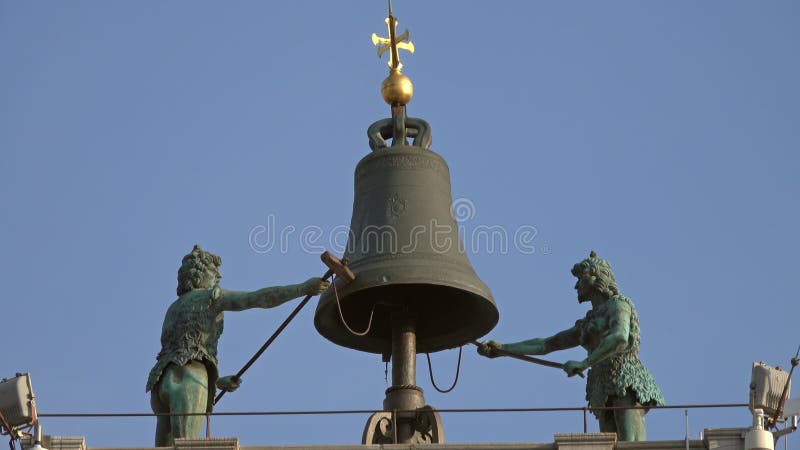 Moors Figures Ring Bell on Clock Tower in Venice Stock Footage - Video ...