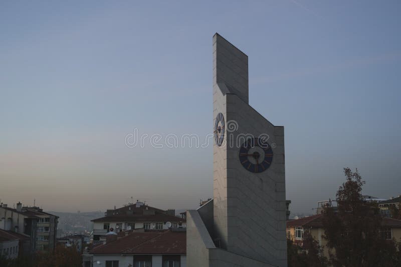 Clock Tower Next To Ankara Kocatepe Mosque Stock Image - Image of ...