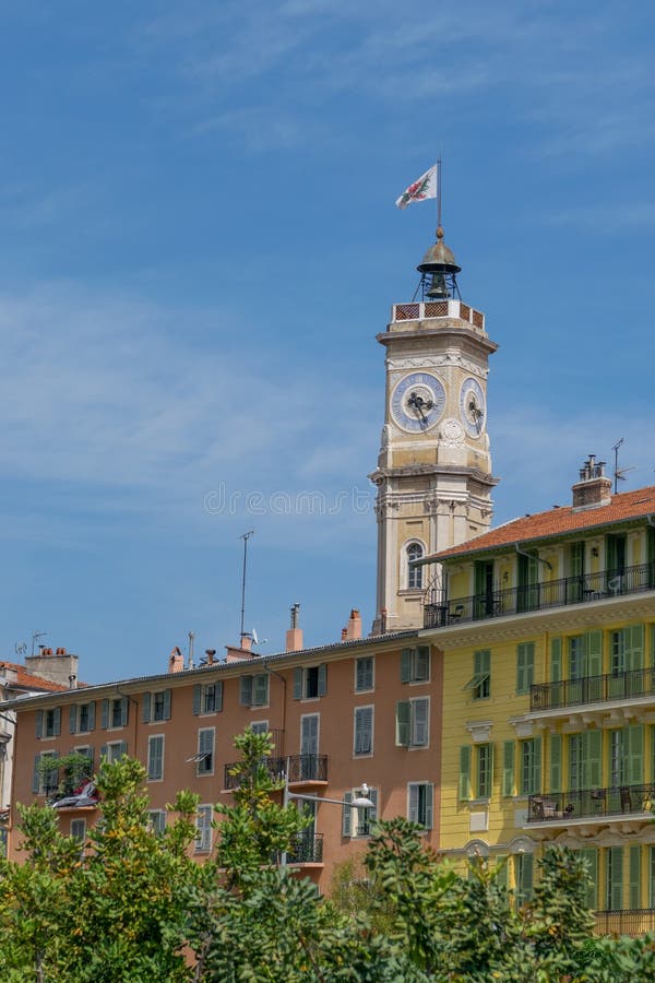 Clock tower of Nice editorial stock photo. Image of historic - 216187863