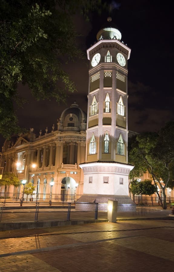 Clock Tower Night Guayaquil Ecuador Stock Image - Image of tourist ...