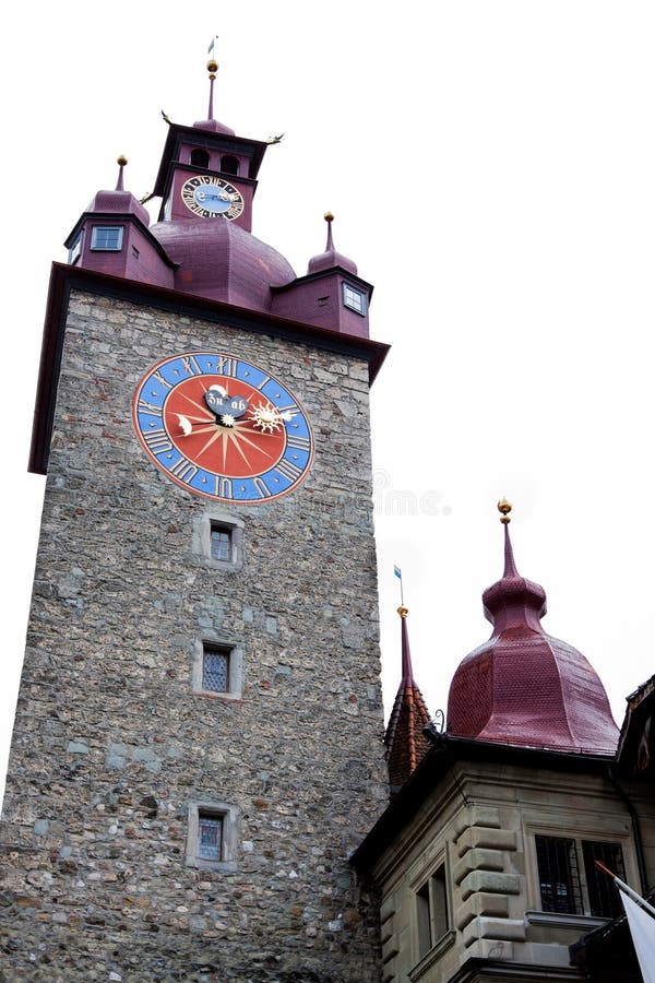 Clock Tower in Old Town City Lucerne, Stock Photo - Image of famous ...