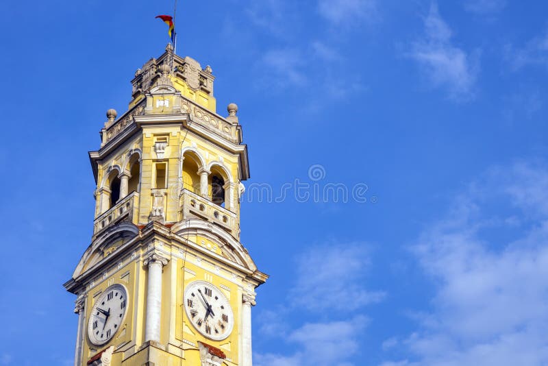 Clock tower in Oradea stock image. Image of architecture - 152500457