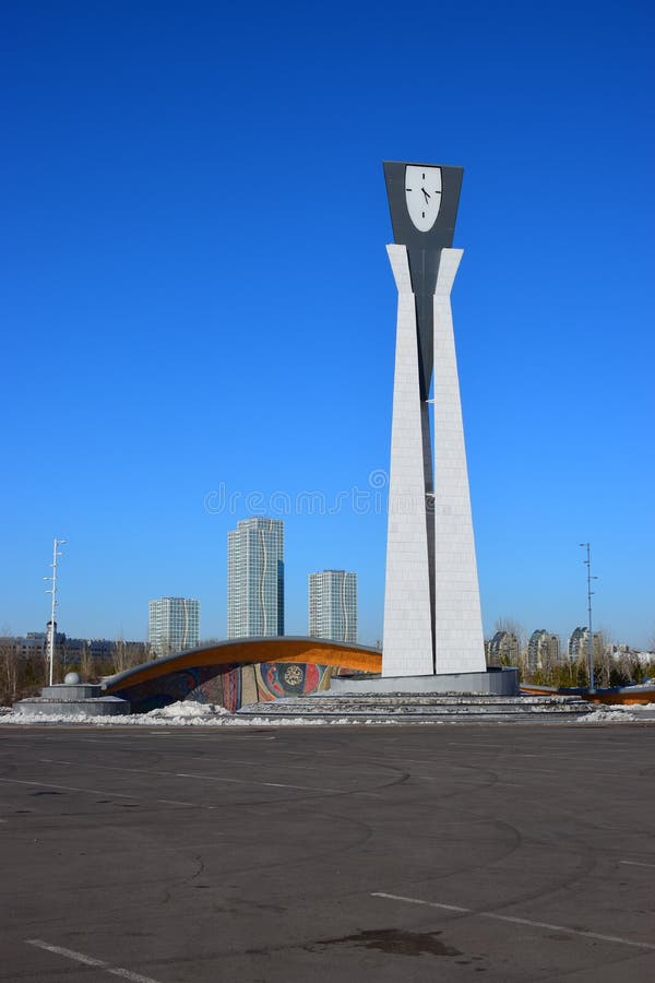 Clock Tower of Original Design in Astana Editorial Photography - Image ...