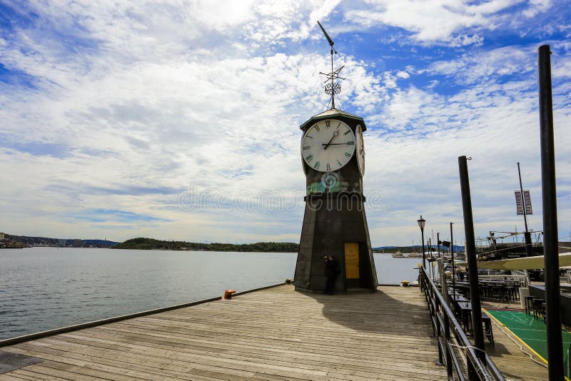 Clock Tower In Oslo, Norway. Stock Photo - Image of architecture, clock ...